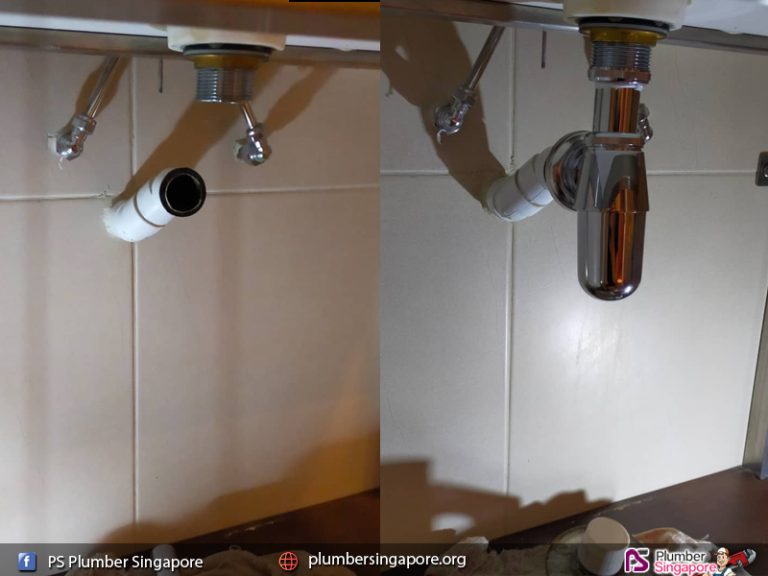 Install bottom trap in Simei Street | PS Plumber Singapore